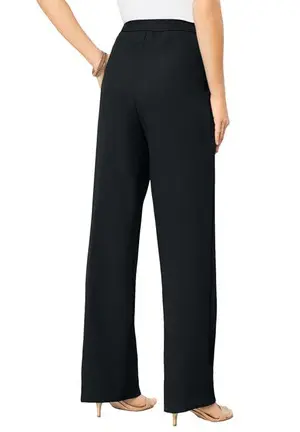 Roaman's Wide Leg Bend Over® Pant - Black