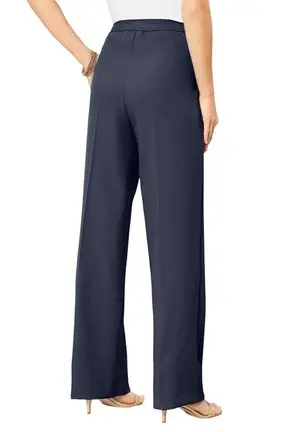 Roaman's Wide Leg Bend Over® Pant - Navy