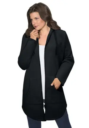 Roaman's Fleece Zip Hoodie Sweatshirt - Black