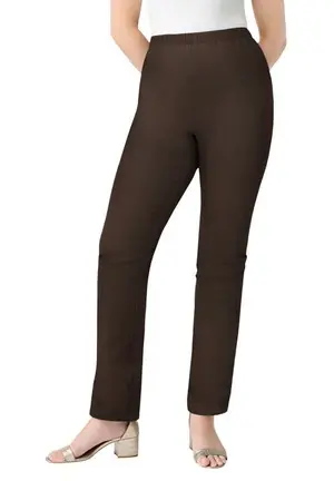 Roaman's Comfort Stretch Straight Leg Jean - Chocolate