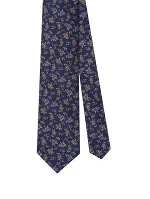 Robert Talbott Ribbed Silk Floral Necktie - Navy