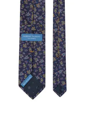 Robert Talbott Ribbed Silk Floral Necktie - Navy
