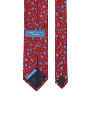 Robert Talbott Ribbed Silk Floral Necktie - Red
