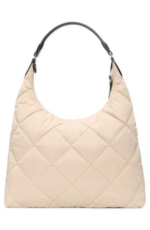 Mz Wallace Quilted Nylon Shoulder Bag - Buff/black