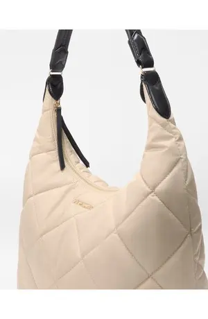 Mz Wallace Quilted Nylon Shoulder Bag - Buff/black