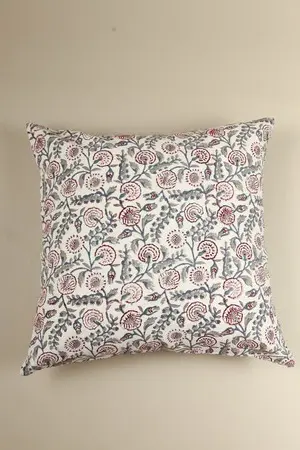 NINÉH Bloom Block Print Pillow - Crimson