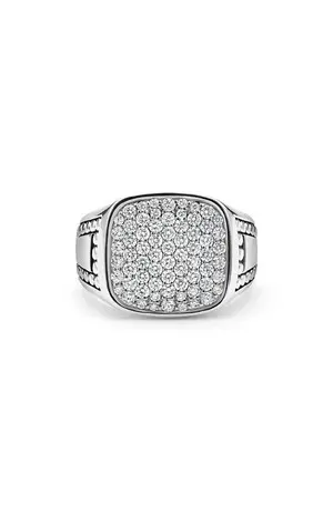 Lagos Anthem Pavé Diamond Signet Ring - Silver
