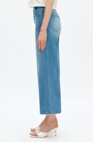 BAYEAS Orson Exposed-button Wide Leg Jeans