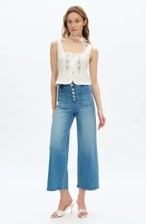 BAYEAS Orson Exposed-button Wide Leg Jeans