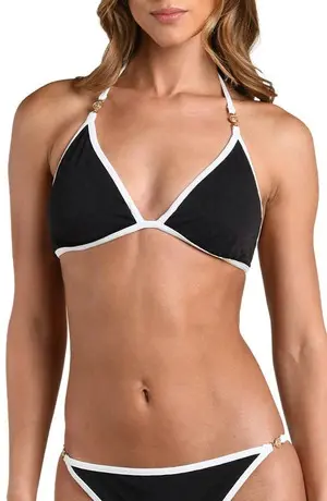 L'AGENCE Underwire Triangle Bikini Top - Black