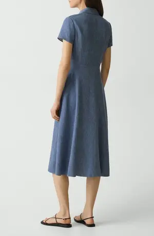 Theory Stretch Linen Blend Shirtdress - Light Denim