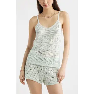 Bp. BP. Open Stitch Cotton Tank Green Cloud