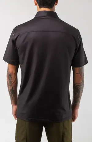 VAST Aqua Terra Night Shade Tech Short Sleeve Performance Button-up Shirt