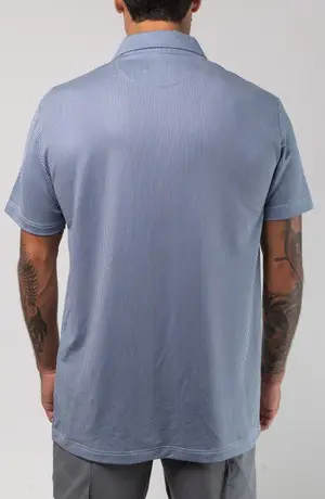 VAST Aqua Terra Linear Stripe Performance Polo - Navy