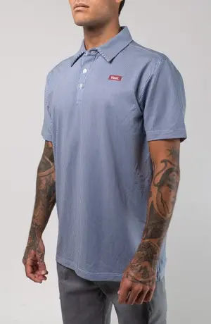 VAST Aqua Terra Linear Stripe Performance Polo - Navy
