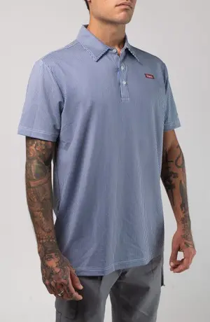 VAST Aqua Terra Linear Stripe Performance Polo - Navy