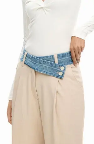 Desigual Pleated Wide-leg Trousers - Medium Beige