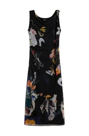 Desigual Floral Print Sleeveless Midi Dress
