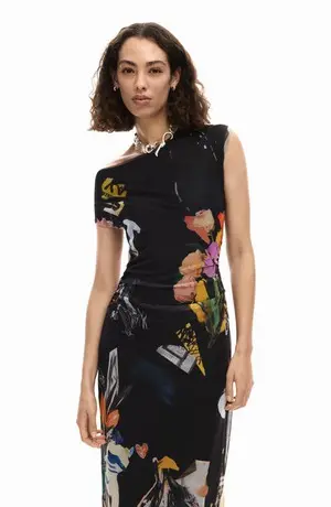 Desigual Floral Print Sleeveless Midi Dress