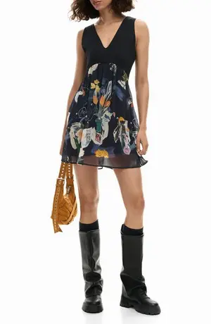 Desigual Floral Print Mini Dress