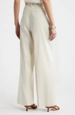 Nordstrom Pleated Linen Blend Wide Leg Pants