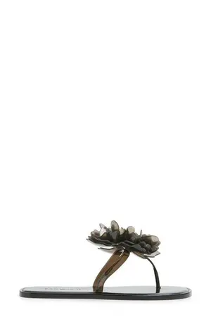 Farm Rio Floral Appliqué Jelly Flip-flops - Black