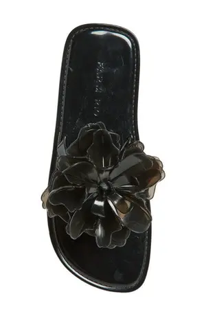 Farm Rio Floral Appliqué Jelly Flip-flops - Black