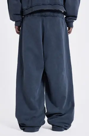 JADED LONDON Oversize Sporty Stripe Denim Wash Cotton Sweatpants