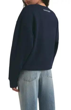 FAVORITE DAUGHTER Favorite Sister Heart Logo Relaxed Fit Sweatshirt - Navy