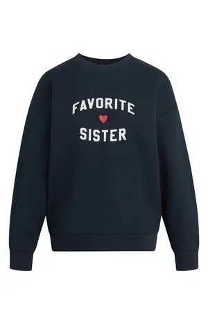 FAVORITE DAUGHTER Favorite Sister Heart Logo Relaxed Fit Sweatshirt - Navy