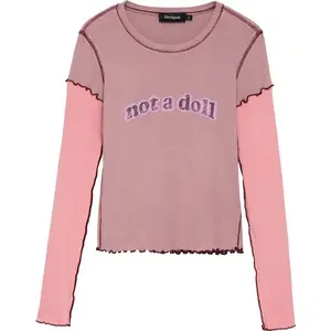 Desigual Graphic Long Sleeve Stretch Cotton Top