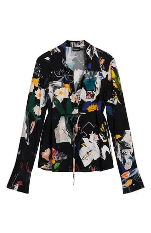 Desigual Printed Tie Back Button-up Shirt