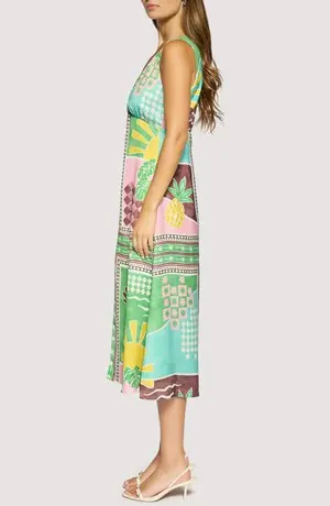 LOST + WANDER Isla Spell Scarf Print Midi Dress