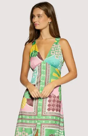 LOST + WANDER Isla Spell Scarf Print Midi Dress