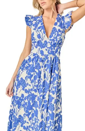 English Factory Printed Tie-back Midi Dress