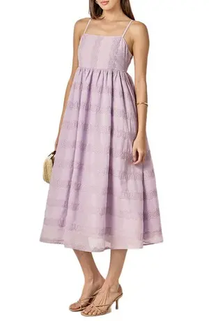 English Factory Embroidered Sleeveless Chiffon Midi Dress
