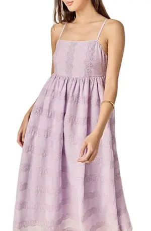 English Factory Embroidered Sleeveless Chiffon Midi Dress