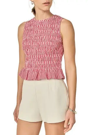 English Factory Smocked Frill Hem Sleeveless Top