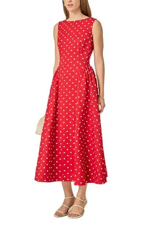 English Factory Dot Sleeveless Flare Midi Dress