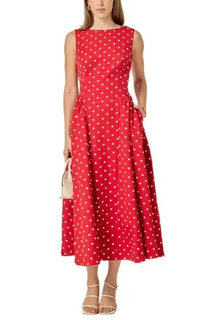 English Factory Dot Sleeveless Flare Midi Dress