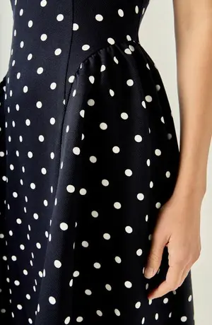 English Factory Dot Sleeveless Flare Midi Dress - White/navy