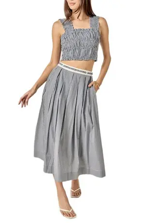 English Factory Plaid Smocked Crop Tank