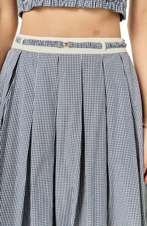 English Factory Colorblock Plaid Maxi Skirt
