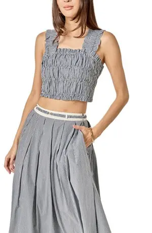 English Factory Colorblock Plaid Maxi Skirt