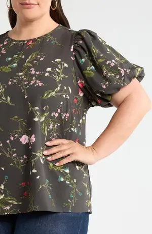 SUGARLIPS Floral Print Puff Sleeve Top
