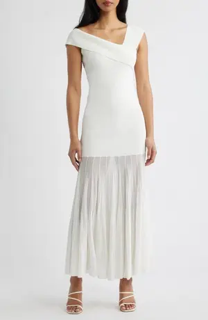Line & Dot Rowan One-shoulder Knit Maxi Dress