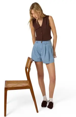 NOBODY'S CHILD Albie Pleated Denim Shorts