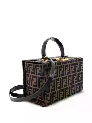 Fendi Vintage Convertible Lock Box Bag Zucca Canvas
