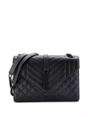 Saint Laurent Classic Monogram Envelope Satchel Medium Shoulder Bag - Black