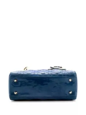 Dior Lady Cannage Quilt Patent Small Satchel - Blue
